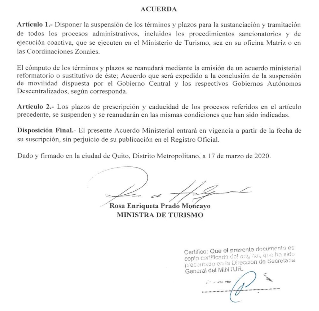 Acuerdo 2020 010 Dispónese La Suspensión De Los Términos Y Plazos Para